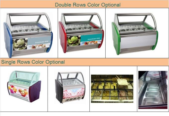 10Pans Single Row Ice Cream Display Freezer Showcase With Light Inside