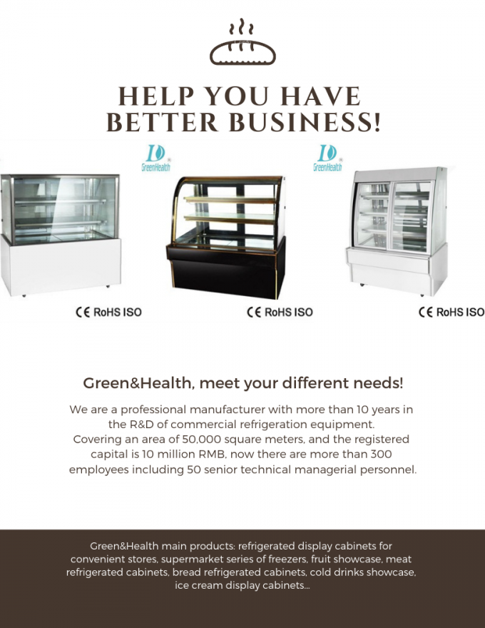 Double Tempered Glass Cake Display Showcase With Led Warm Light For ...