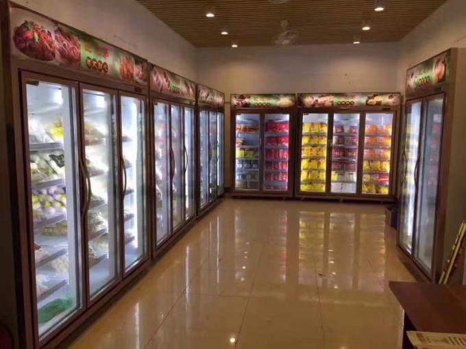 Supermarket Open Upright Meat Display Fridge / Fresh Meat Freezer Glass ...