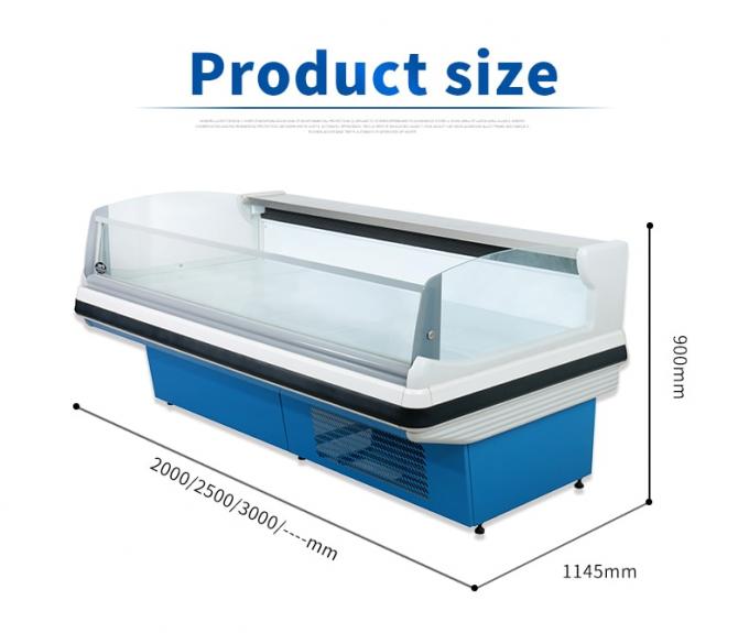 Flat Top Open Fresh Meat with night curtain supermarket Meat chiller ...