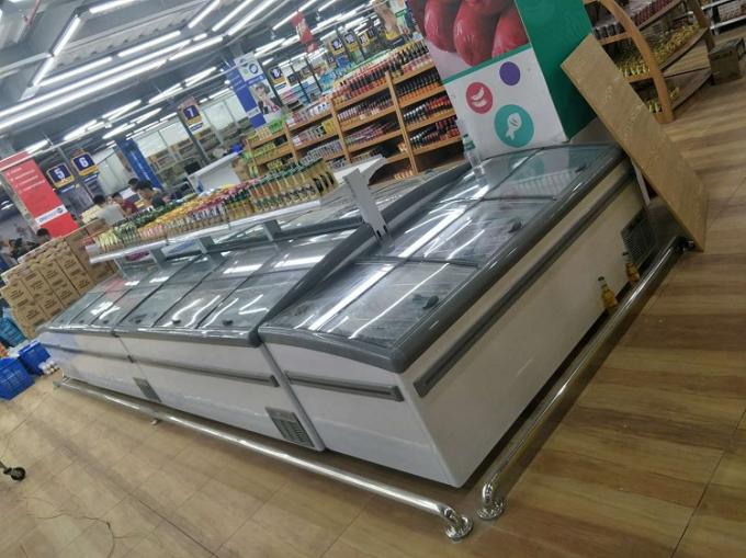 Copper Pipe Supermarket Coffin Island Freezer Showcase -20 Degree 50Hz