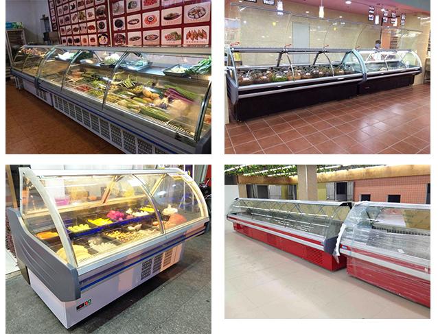 Curved Flip Up Glass Door Meat Display Refrigerator For Butchery Shops ...