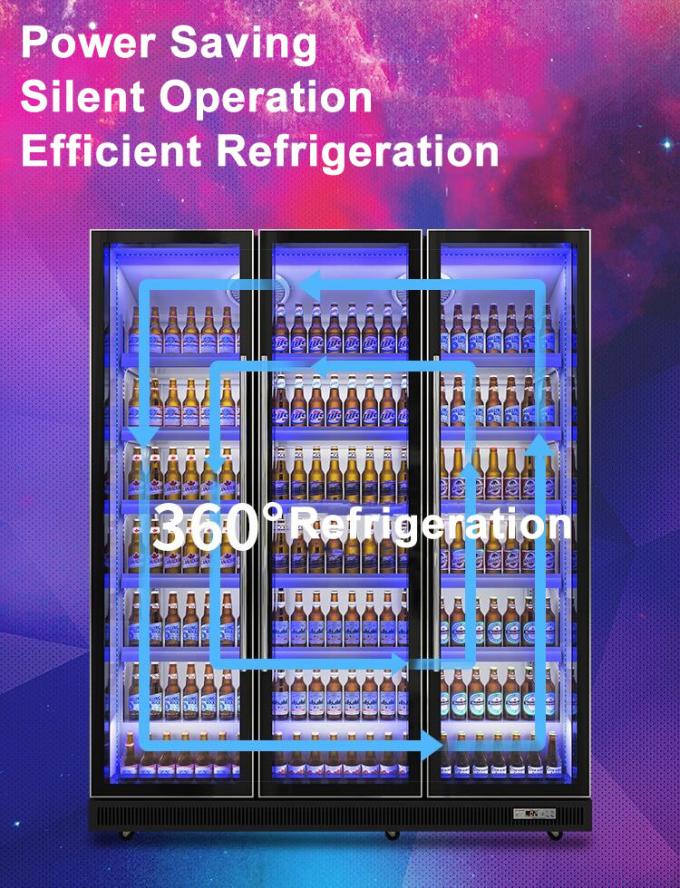 Black Body Commercial Upright Freezer Beverage Refrigerator With Five ...