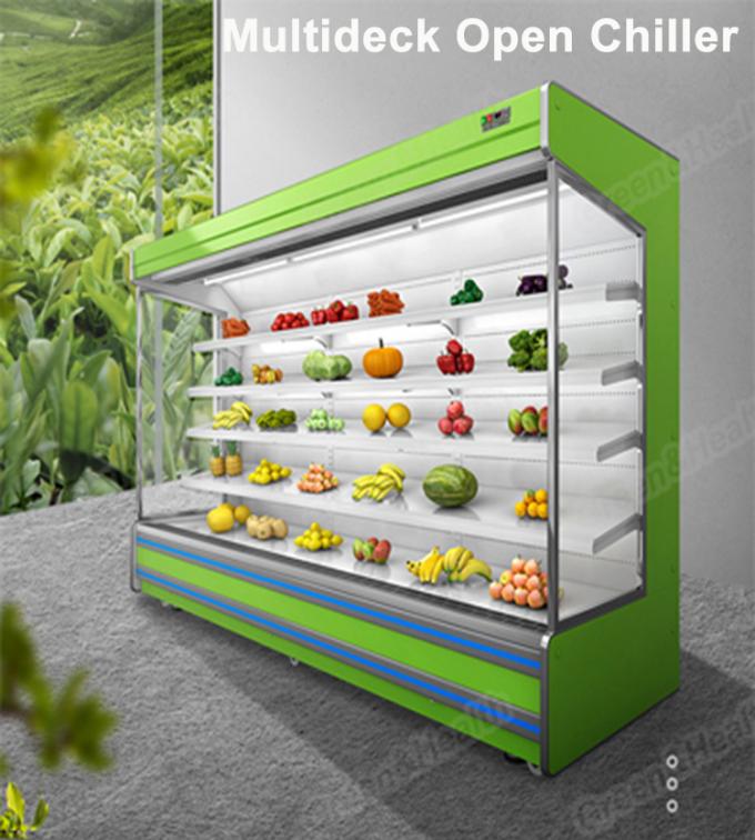 Vegetable Open Air Chiller Multideck Juice Fruit Mall Refrigerator