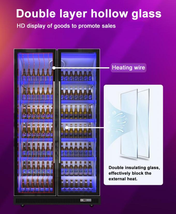 Large Capacity Beer Display Fridge / Glass Door Cold Drink Refrigerator