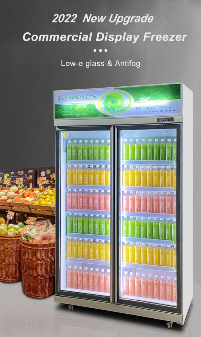 Low E Glass Convenience Store Beverage Chiller Storage Fridge For Drinks