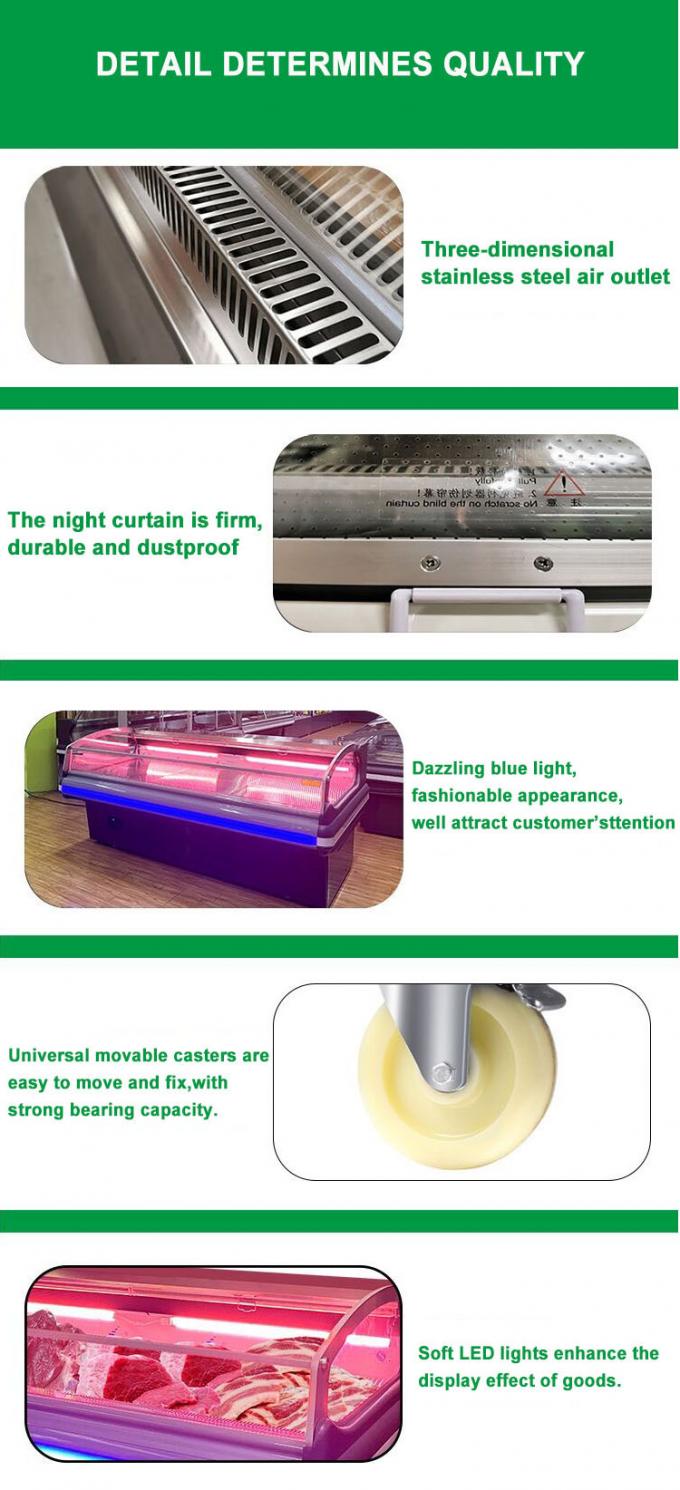 Butchery Shop Equipment Open Top Self Service Meat Display Counter Freezer