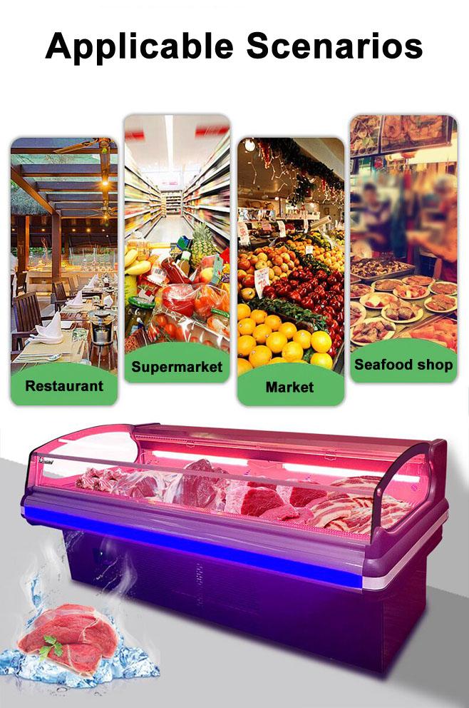 Meat Display Chiller / Freezer Beef Fish Seafood Supermarket Showcase