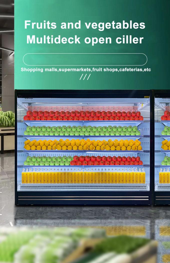 Upright Commercial Large Open Deck Chillers For Drinks Fruits