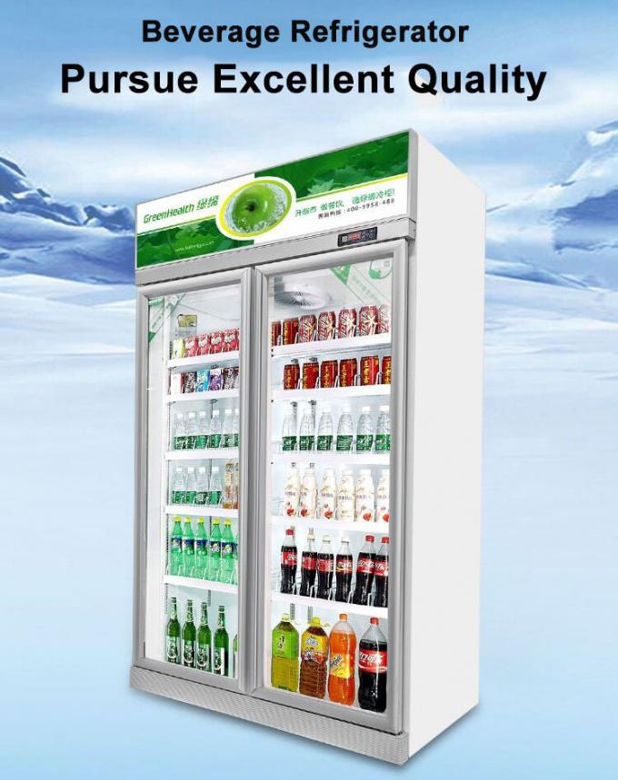 Double Door Commercial Display Freezer Supermarket Refrigerated Showcase
