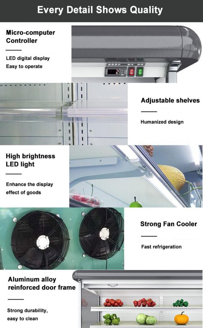 Upright Vegetable Multideck Display Fridge Single Temperature Fan Cooling