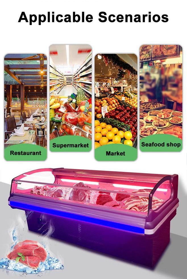 1800W Supermarket Meat Display Freezer Frozen Delicatessen Seafood ...