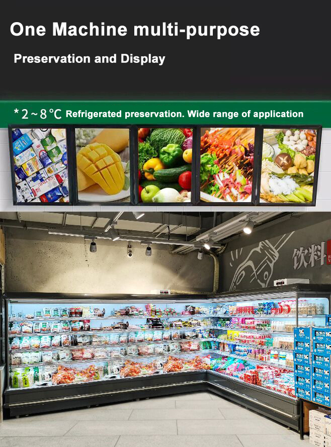 Custom Multideck Open Air Cooler Hypermarket Air Display Chiller