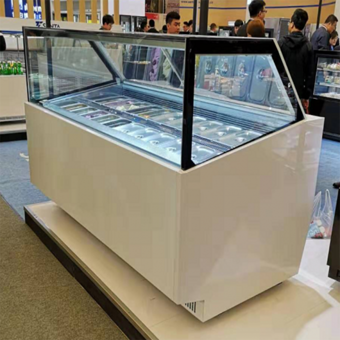 Straight Glass Door Ice Cream Display Freezer R404a Single Temperature