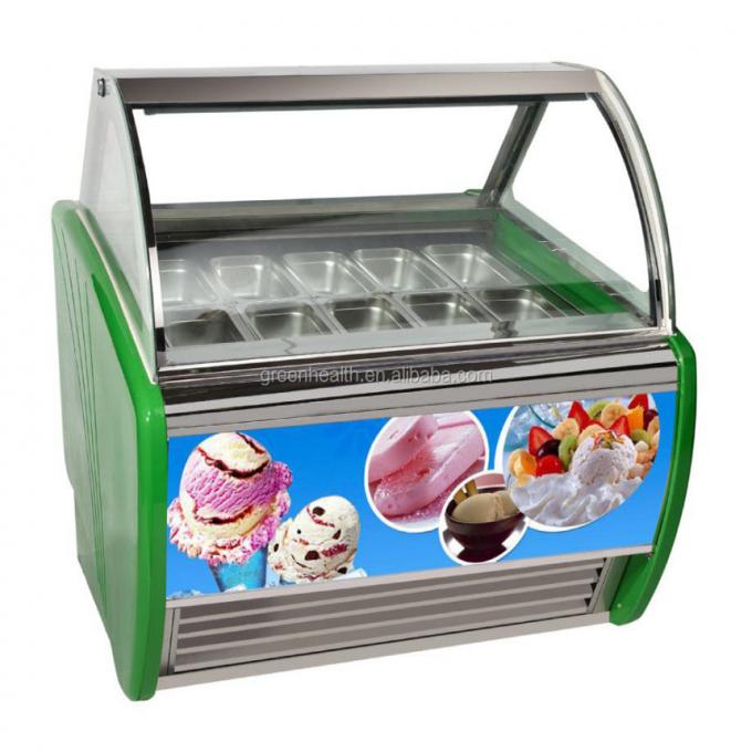 Commercial Double Row Gelato Display Freezer Ice Cream Display Cooler