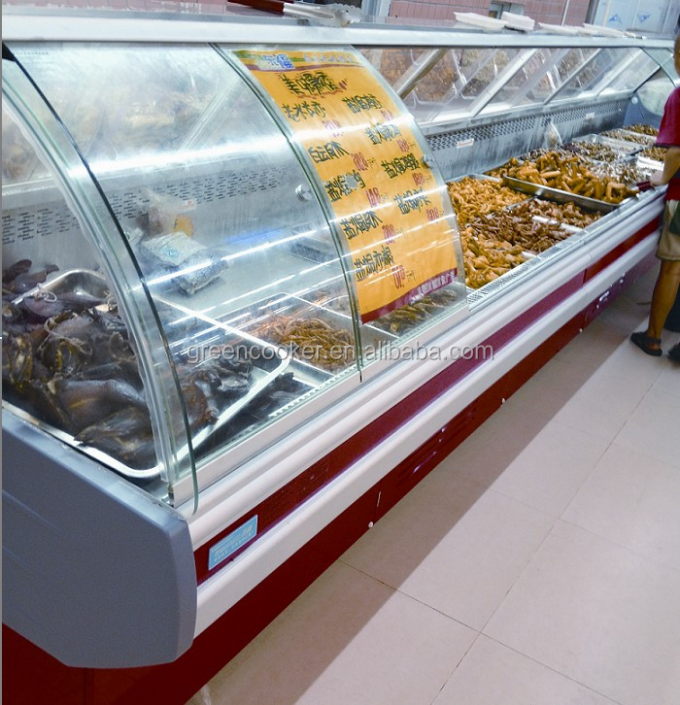 Fish Meat Seafood Display Table Refrigerator Showcase For Supermarket ...