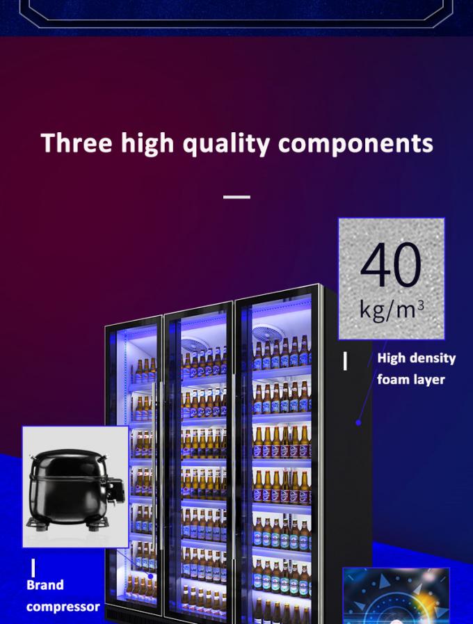 880L Supermarket Display Cooler Dynamic Cooling Tricolor LED Light ...