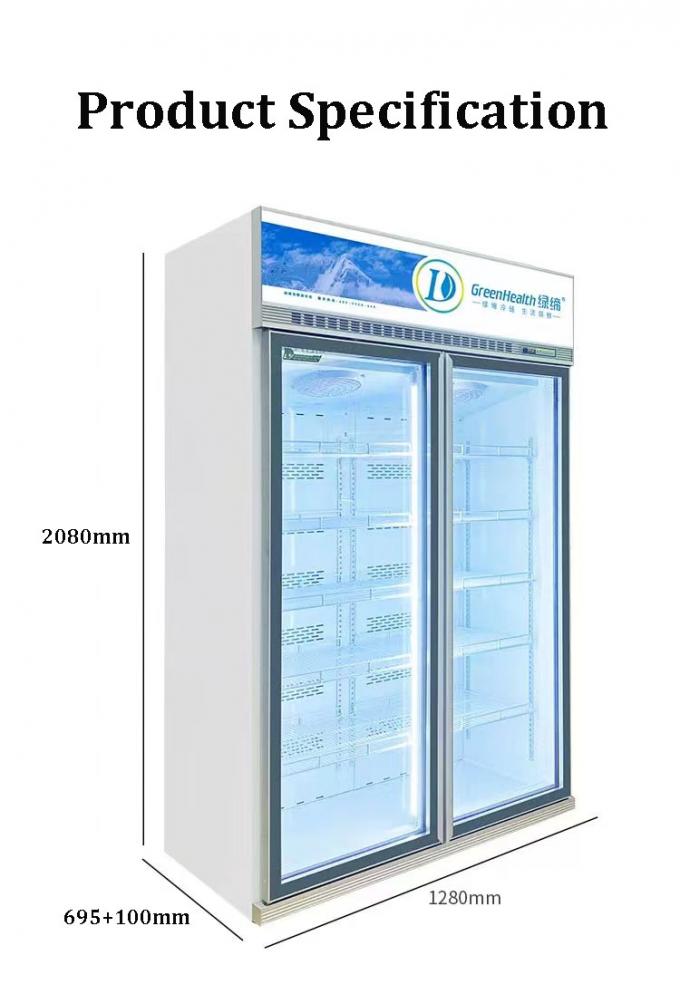 Frequency Conversion Commercial Glass Display Freezer With LED Light