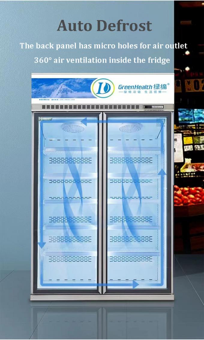 Frequency Conversion Commercial Glass Display Freezer With LED Light