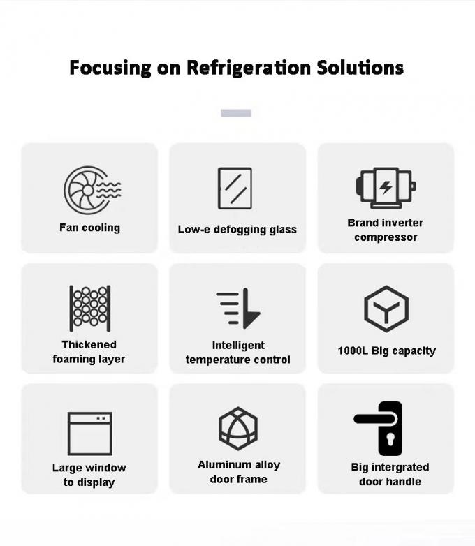 2087L Commercial Display Freezer 2~8 Degree Low E Defogging Glass Door ...