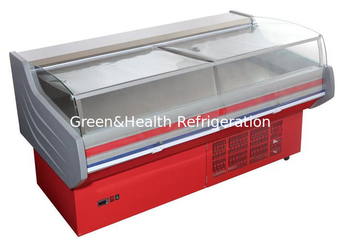 Customize Supermarket Refrigerated Meat Case Cooler With LED Lamp