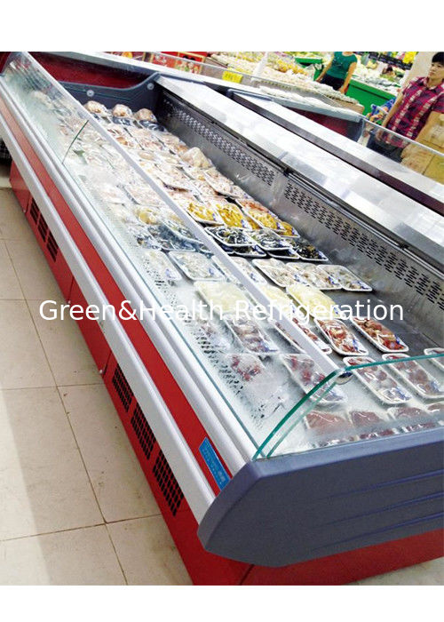 Customize Supermarket Refrigerated Meat Case Cooler With LED Lamp