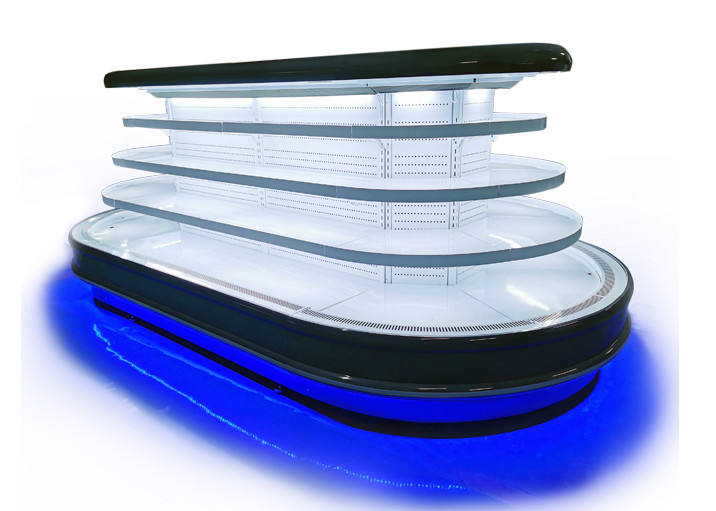 Commercial Multideck Round Island Display Chiller For Supermarket Fruit ...
