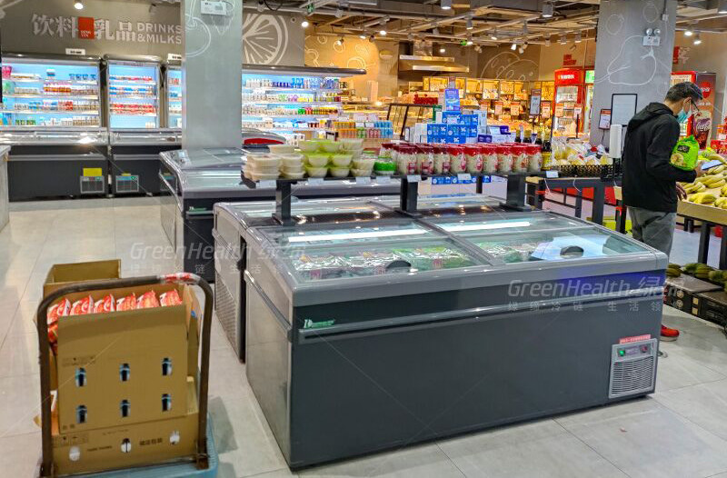 Chest Deep Island Freezer Showcase Commercial Top Slid Glass Door Plug In