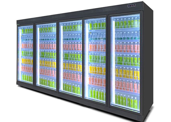 Multi Doors Supermarket Upright Glass Door Commercial Beverage Display ...