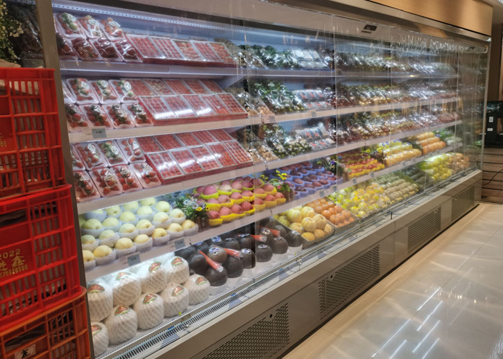 Adjustable Shelf 3600W Commercial Display Freezer Vegetable Open ...