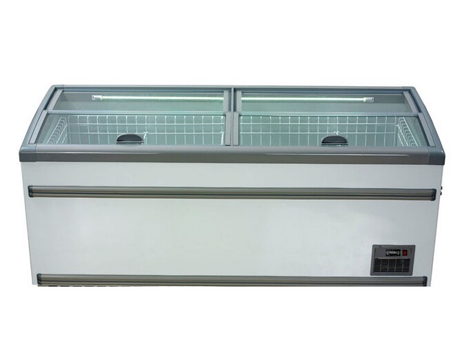 2.1M White Island Freezer Meat Counter Display Freezer for Supermarket