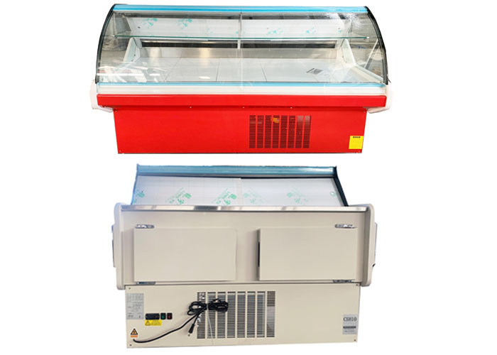R404a 2M Deli Display Refrigerator Curved Glass Meat Showcase
