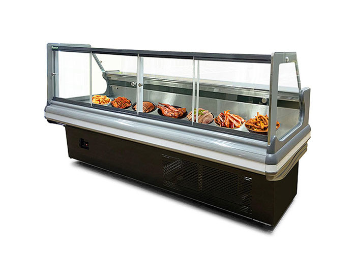 Transparent Glass Square Refrigerated Deli Showcase Single Temperature ...