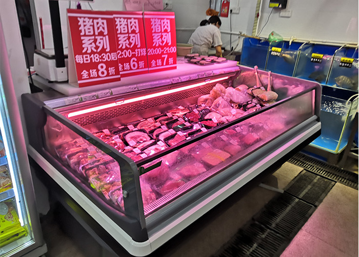 Stainless Steel Meat Fish Display Freezer Counter 580W Single Temperature