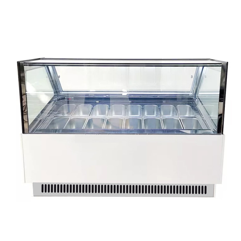 Italian Style Pozzetti Ice Cream Gelato Glass Display Freezer With GN Pans