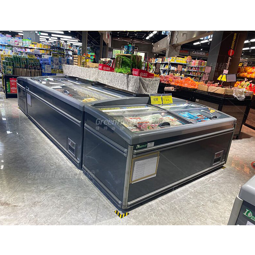 R290 Refrigerant Coated Steel Island Freezer With 1040L Capacity And ...