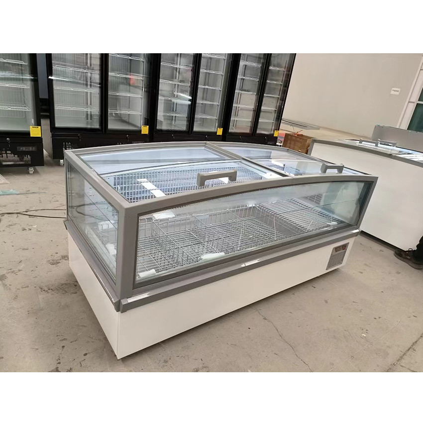 Large Window Glass Display Cabinet Supermarket Island Freezer With ...