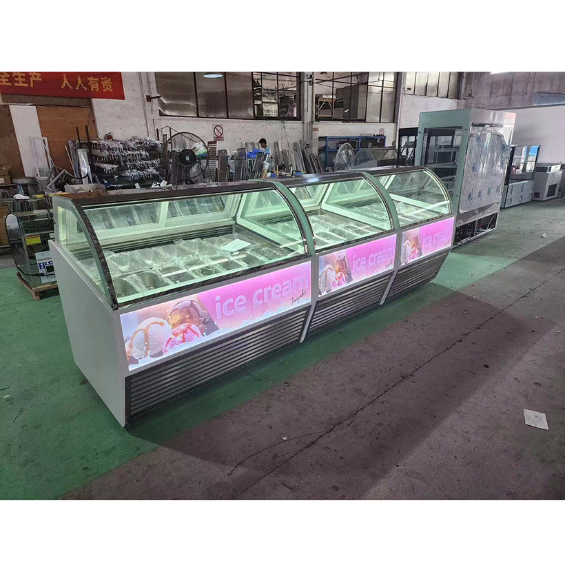 Stainless Steel Ice Cream Display Showcase With Customized Pan Quantity ...