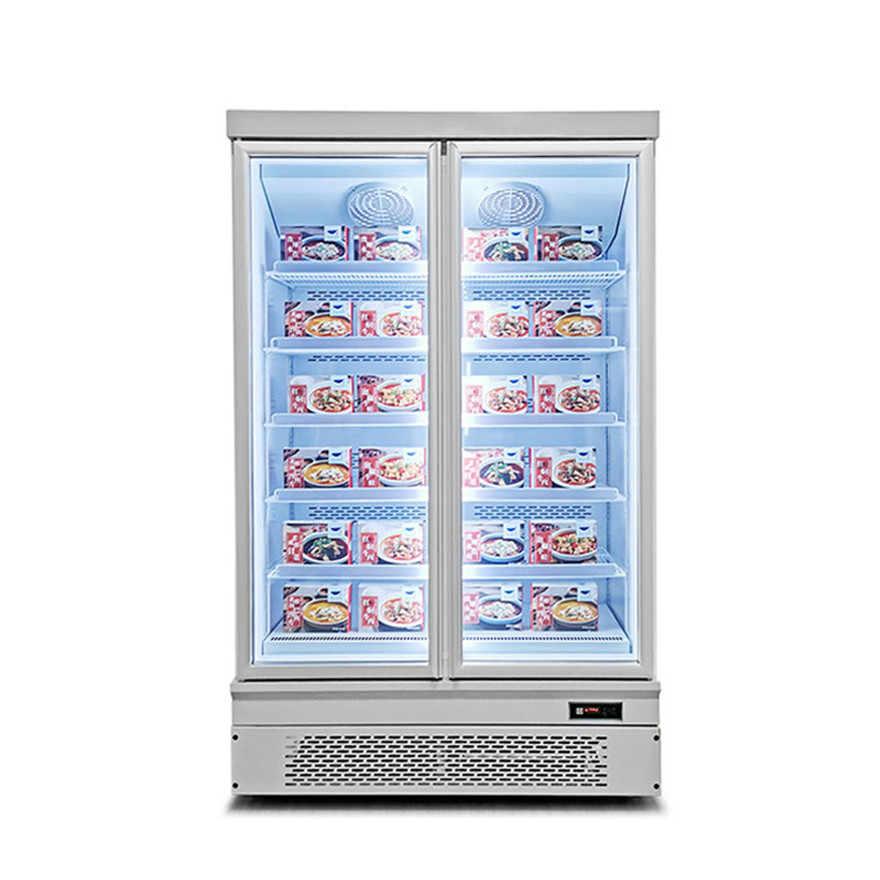 Bottom Mounted upright 2 3 Glass Door Display freezer With Automatic ...