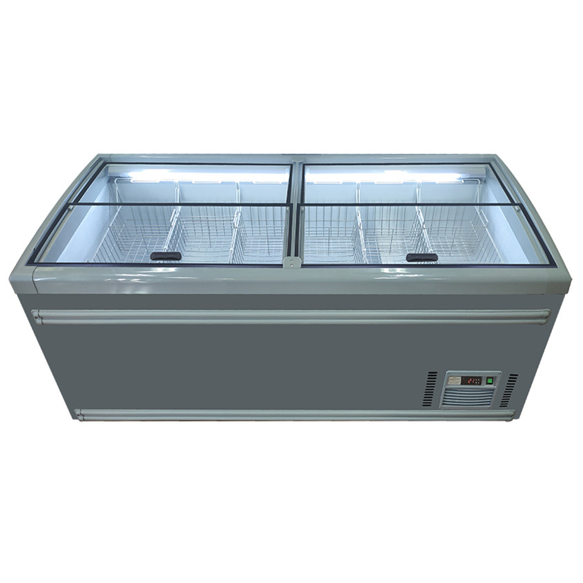 White / Grey Supermarket Island Freezer With Automatic Defrost For ...