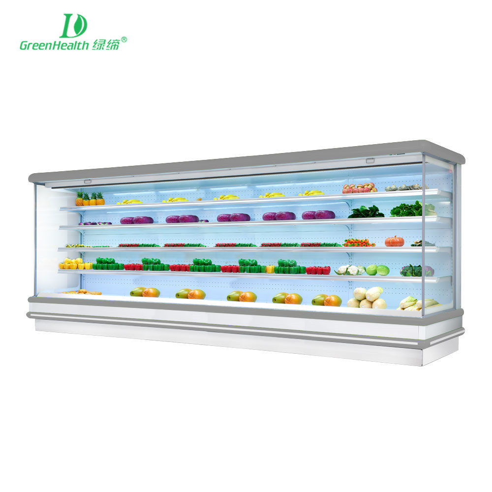 Commercial Vegetable Refrigerated Display Case Open Chiller Fan Cooling