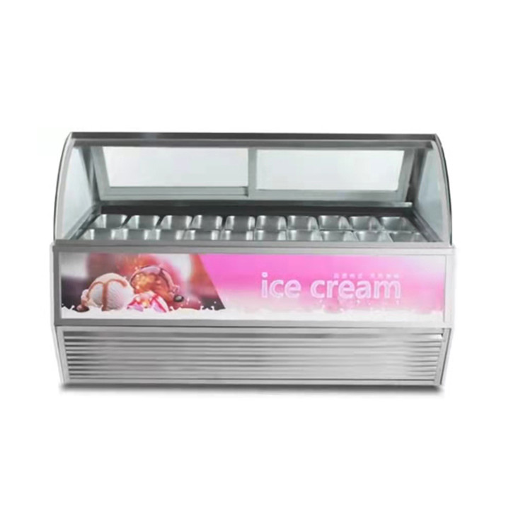 Ice Cream Shop / Convenience Store Commercial Stainless Steel Glass Ice ...