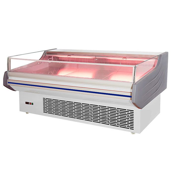 Supermarket Fresh Meat Storage Display Open Glass Stainless Steel Fresh ...