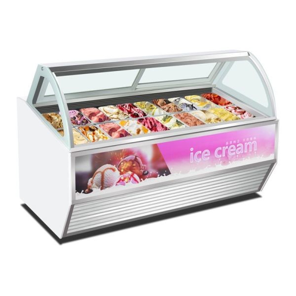 Ice Cream Display Freezer Stainless Steel Pans Commercial Ice Cream Cabinet