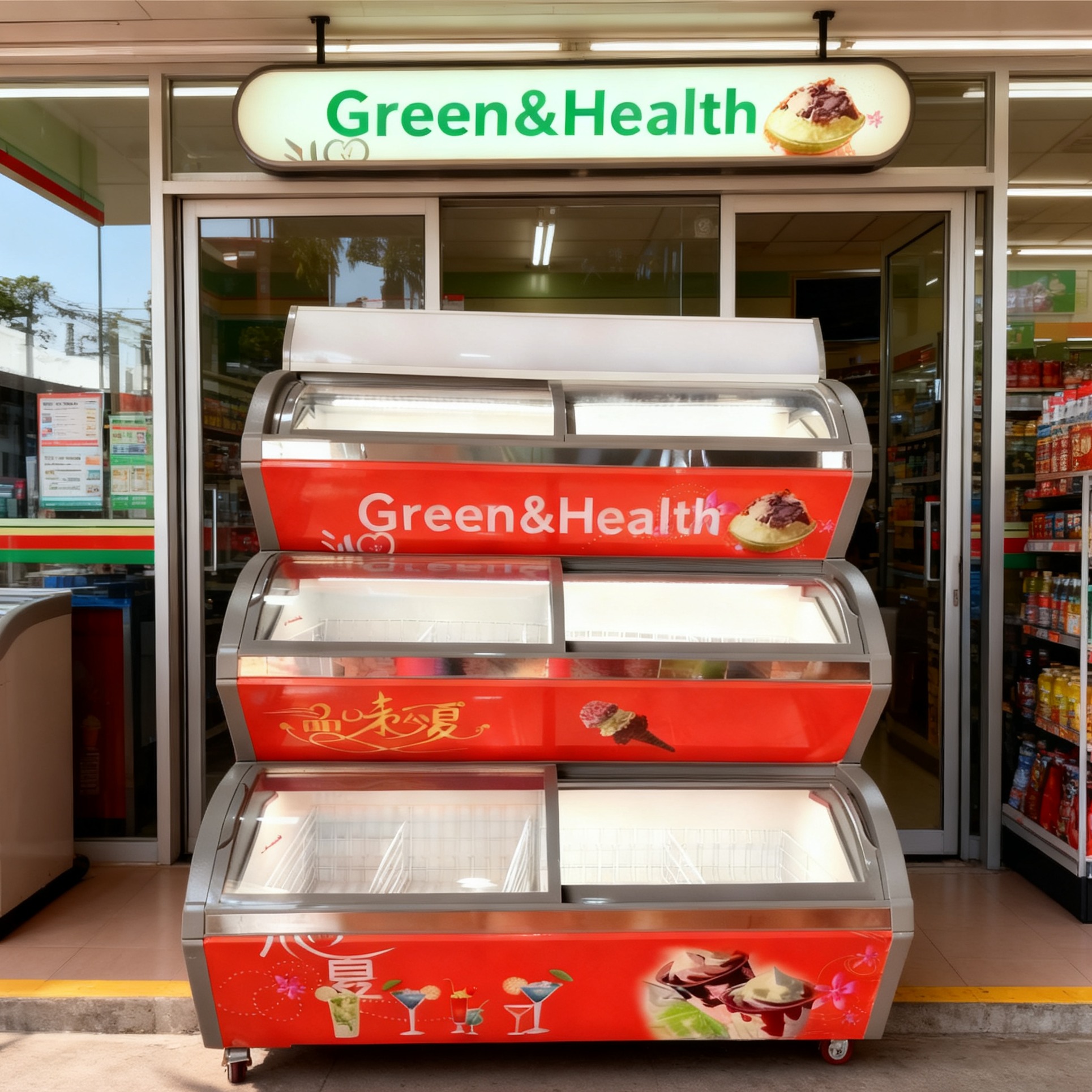 3 Tiers Ice Cream Display Freezer With LED Lighting For frozen treats ...