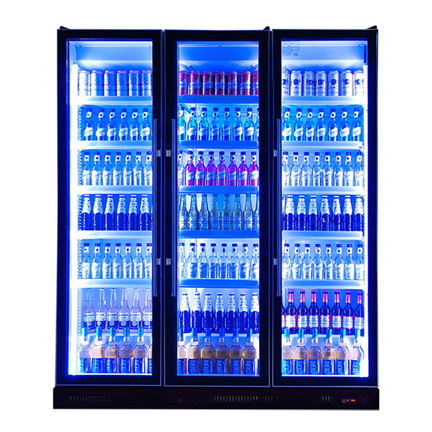 A Beverage Refrigeration Display Freezer With Multiple Adjustable LED ...