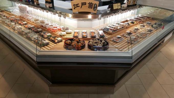 2 Meter / 3 Meter Commercial Fresh Meat Display Showcase With Glass Cover